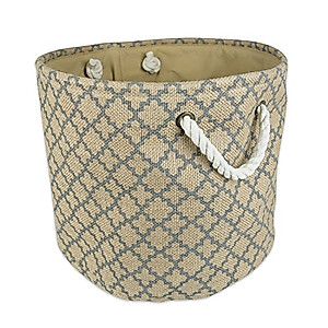 DII Burlap Storage Collection Collapsible Bin, Small Round, 12x9", Gray