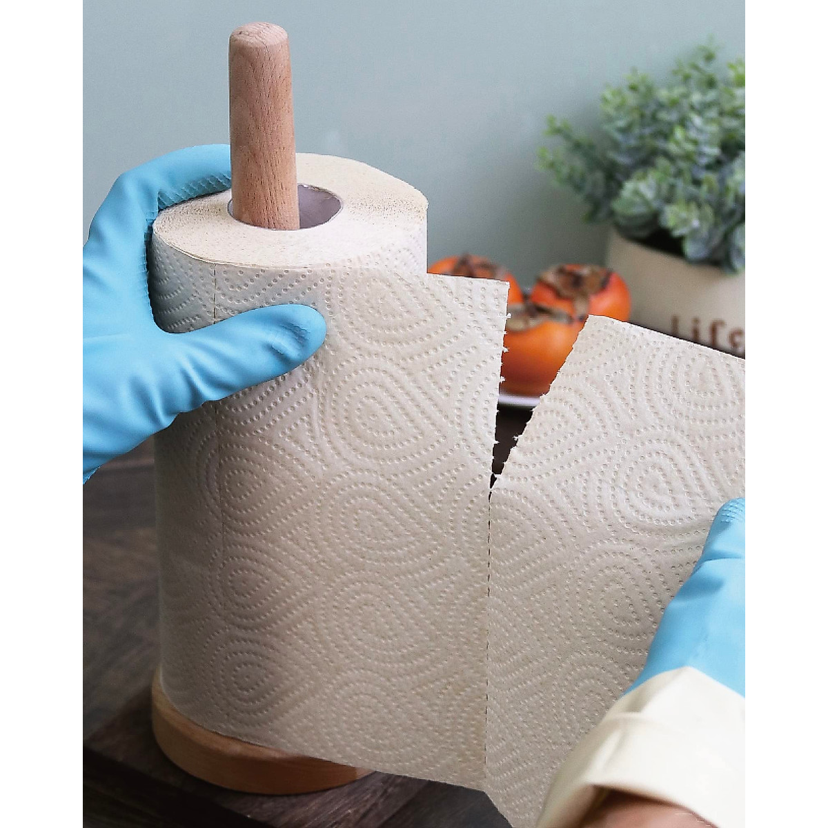 CHAUNCEY HOME Wooden Paper Towel Holder - Kitchen Paper Hanger Rack Bathroom Towel Roll Stand Organizer Simply Standing Countertop Paper Roll Holder