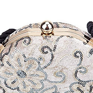Fawziya Evening Clutch Sequin Embroidery Tassel Round Velvet Medium Novelty Purses For Women Crossbody-Beige