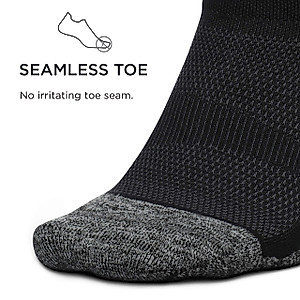 Feetures Elite Light Cushion No Show Tab Ankle Socks - Sport Sock with Targeted Compression - Black, M (1 Pair)
