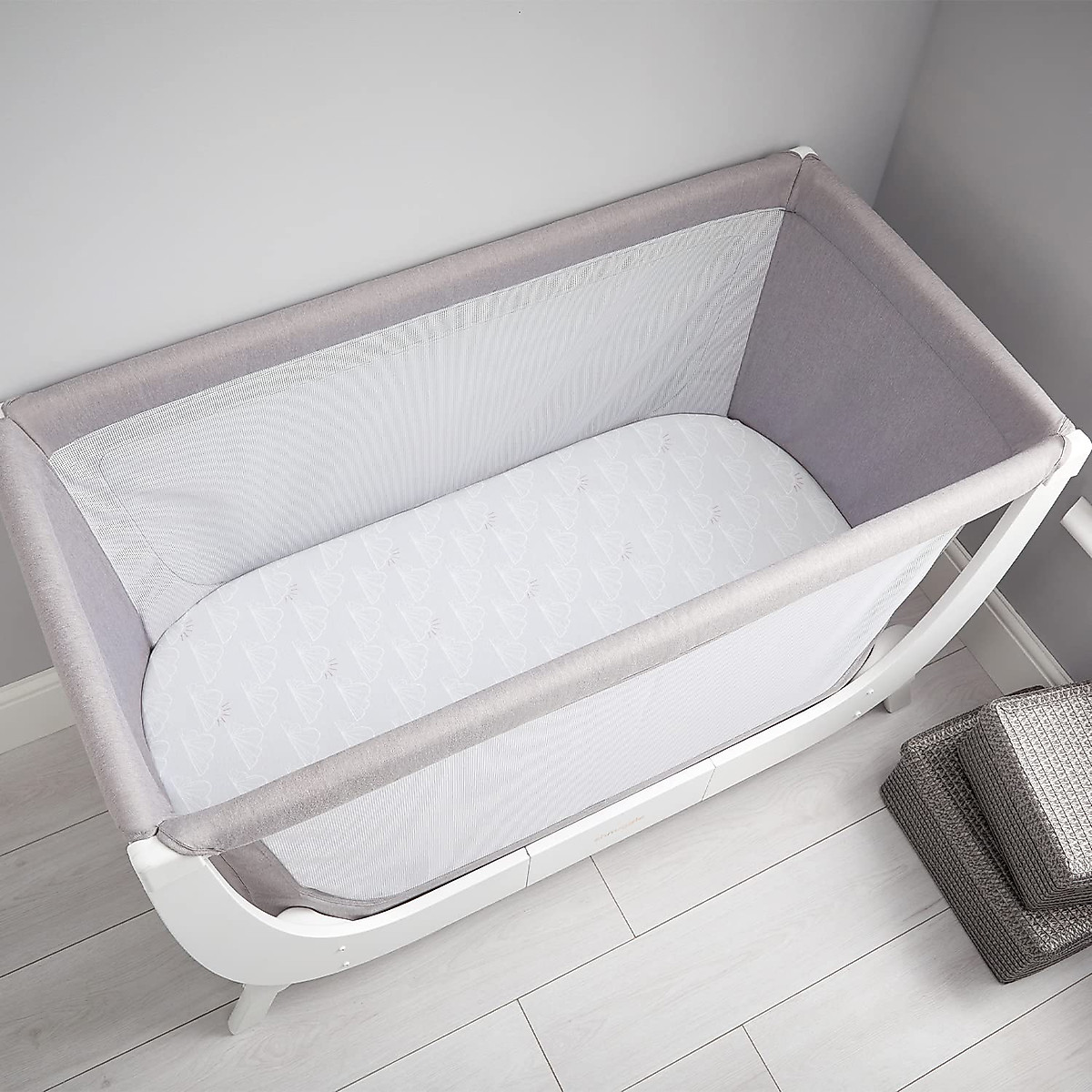 BEABA by Shnuggle Full Size Crib Fitted Sheets, Crib Sheets, Crib Mattress Baby Bedding Set, Sheets for Baby Crib, Pack of 2 Fitted Sheet Set, (Cloud)