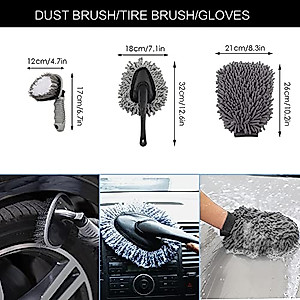 Car Detailing Drill Brush Set - Drill Brush Set with Cleaning Gel Wash Mitt Sponge, Car Windshield Cleaning Tools Kit for Exterior Interior Carpet Wheels Vents Dashboard Leather