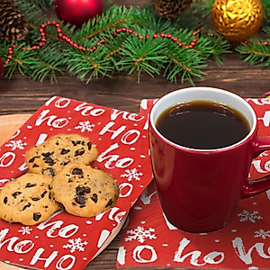 PerKoop 200 Pcs Christmas Guest Napkins Bulk Christmas Disposable Hand Towels Decorative Red Xmas Snowflake Paper Napkins for Winter Holiday Xmas Party Kitchen Bathroom Home Dinners