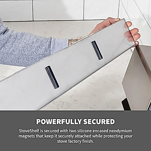 StoveShelf 30" Length Stainless Steel Finish Magnetic Shelf for Kitchen Stove - Kitchen Storage Solution with Zero Installation - Over Stove Spice Rack Organizer