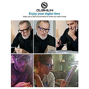 OuShiun USB Rechargeable Led Reading Glasses Lighted Eyewear for Women Men (Black, 3.5X)