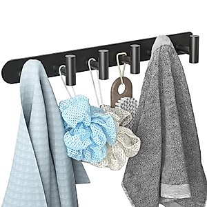 Black Bath Towel Hooks, Coat Hooks Entryway Heavy Duty Coat Racks,Wall Mount Towel Hooks and Towel Rack, Stainless Steel Wall Hook Decor for Hat, Robes, Keys- Bathroom Bedroom Hanger Organizer