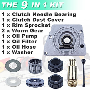 Adefol Oil Pump Oiler Rim Sprocket Worm Gear Kit for HUSQVARNA 61 66 266 XP 268 272 272XP Chainsaw