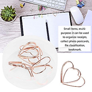 5pcs Paper Clips Rose Gold Color Metal Electroplating Heart Shape Page Marker Funny Bookmark Clip for Office Supplier School Student