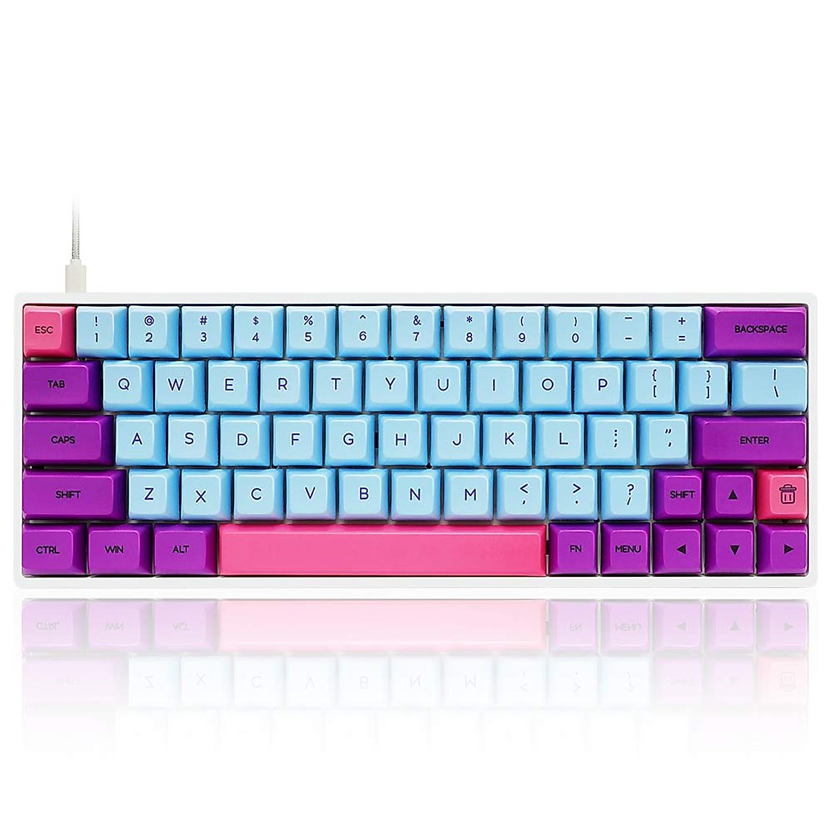 SK64 60% Mechanical Gaming Keyboard, 61 Keys Multi Color RGB Illuminated LED Backlit Wired Programmable With PBT Heat Sublimation Keycaps for PC/Mac Gamer (Joker Limited Edition, Gateron Optical Blue)
