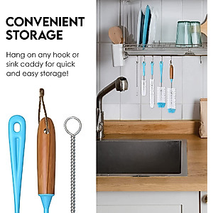 Turbo Microfiber Bottle Brush Cleaner Pack - Set of 5 Long, Cleaning Brushes for Baby Bottles, Water Bottles, Straws, Tumblers, Wine Decanters and Flask - Kitchen Supplies