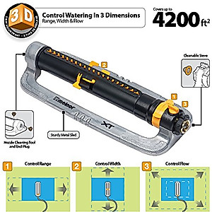 Melnor XT4200M XT Metal Oscillating Lawn Sprinkler, Black