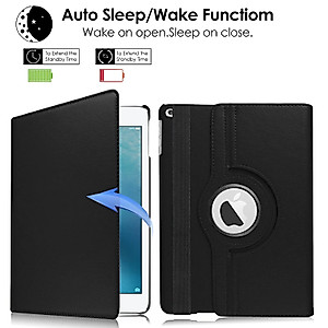 Rotating Case for iPad 9.7 2018 2017 / iPad Air 2-360 Degree Rotating Stand Protective Cover with Auto Sleep Wake for iPad 9.7 inch (6th Gen, 5th Gen) / iPad Air 2/ iPad Air(Dark)