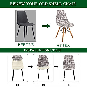 CRFATOP Printed Mid Century Modern Dining Chair Slipcovers Stretch Shell Chair Cover Lounge Armless Chair Cover for Kitchen, Office, Dining Room and Living Room, Set of 2,03