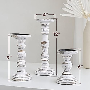 Candle Holders for Pillar Candles - Large Candle Holders Tall Candle Holders for Pillar Candles - Wooden Candle Holders Pillar Compatible With Battery-Operated Candles - Pillar Candle Holders Set of 3
