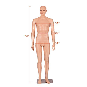 Giantex 6 Ft Male Mannequin, Adjustable Dress Mannequin Full Body w/Separated Fingers, Stable Iron Base, Realistic Mannequin for Cosplay