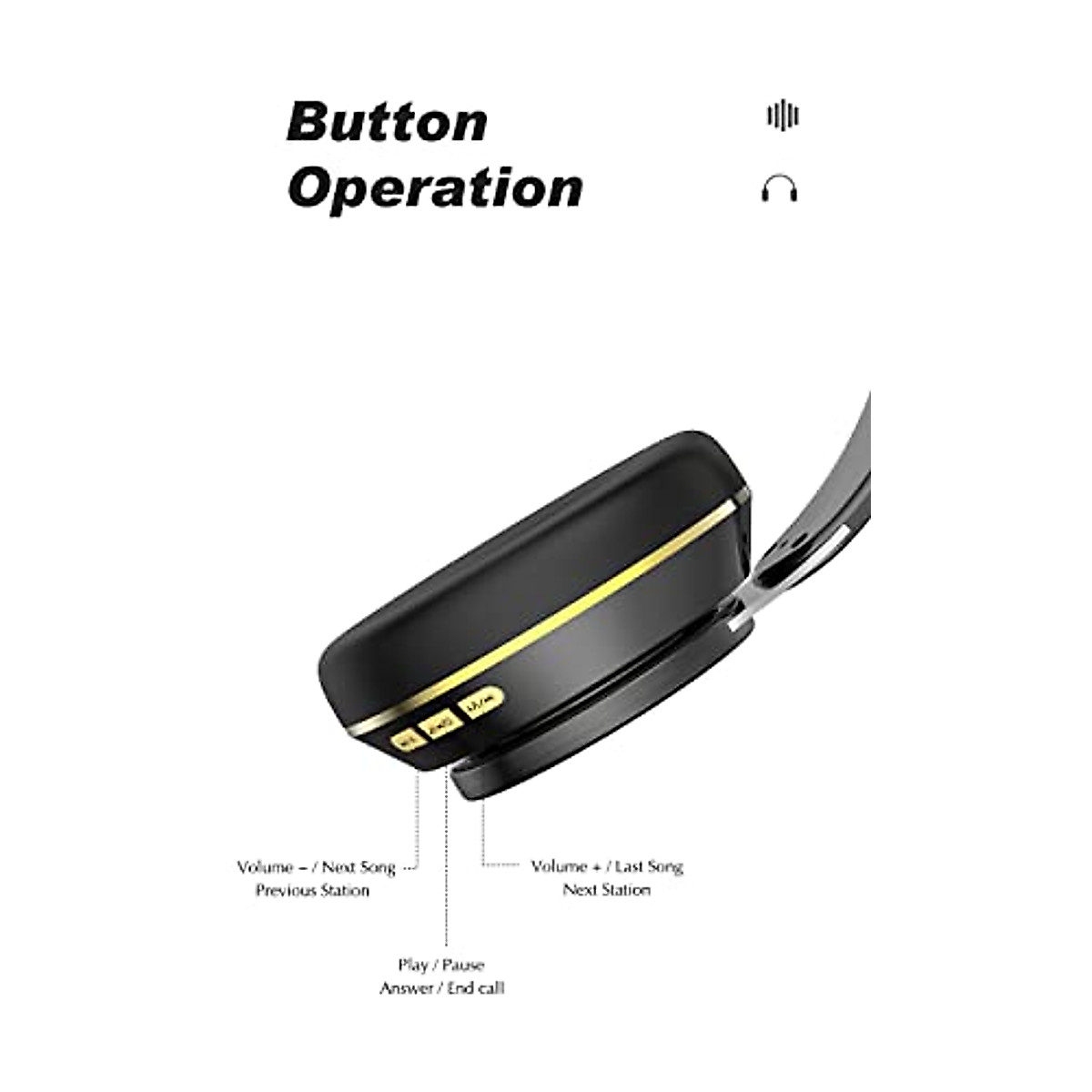 Bluetooth Headphones V5.1 with Mic, Wireless Headsets with Active Noise Canceling, Over-Ear ANC Stereo Headphones for Cell Phones Laptop Computer (Black)