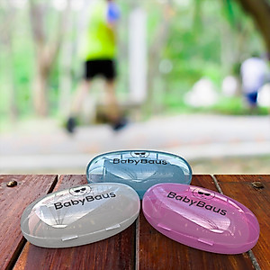 BabyBaus: Baby Finger Toothbrush | Easy Oral Hygiene for Kids, Toddlers, Babies and Pets | Soft, Massaging Bristles, Ergonomic Design – Set of 3, with 3 Cases in Blue, Pink, Clear