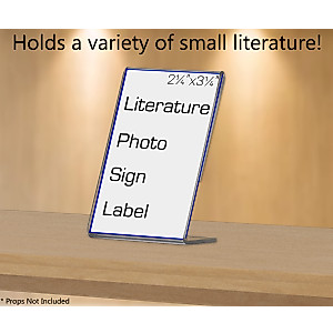 10 Pack Small Slanted Sign Holder 2.25" x 3.25" Clear Acrylic Name Tag Frame Deli Tags Table Reception Seating Placement Holders Sandwich Shops Countertop by Marketing Holders