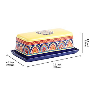 Bico Tunisian Ceramic Butter Dish with Lid, Butter Keeper for Counter, Kitchen, Dishwasher Safe