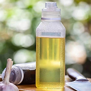 CHENSHUO Plastic Squeeze Bottle, Clear Condiment Squeeze Bottle, With Silicone Valve Non Return Cap,Suitable for Oil, Honey, BBQ Sauce and Condiments,10 OZ Anti Slip Squeeze Bottle,4 Pieces