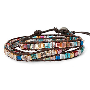SPUNKYsoul 3 Wrap Dazzling Multi Color Crystal Leather Bracelet Collection