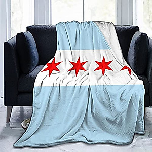 ZJHFSGMY Chicago City Flag Super Soft Warm Fleece Blanket, fortable Flannel Blanket, Four Season Blanket Suitable for Bedroom Bed and Sofa White1 80*60inch