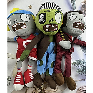 JHESAO 3 PCS Plants and Zombies Plush Toy Zombies Sets Football, Sport Plushies 1 2 Stuffed Soft Pirate Doll, Guitar PVZ Plushies Figure Doll New