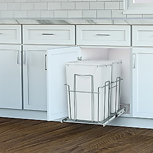 Panacea Grayline Double Trash Can Slide Out Basket Storage, Satin Nickel