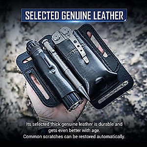 NEXTORCH EDC Leather Sheath, Multitools Sheath,Knife Belt Sheath/Leather Flashlight Holster/EDC Pocket Organizer Sheath for men, FLashlight Sheath for Knives/Flashlights/Tactical Pens/Tools