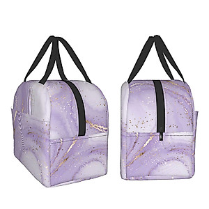DADABULIU Lunch Bag Marble Purple Pastel Insulated Lunch Box Cooler Tote for Adults Kid Girl Women Work Office School Picnic Beach Reusable Lunchbox Over 3 Years Old