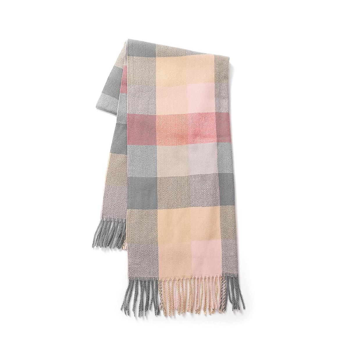 Villand Women's Wool Scarf - Cashmere Feel Winter Warm Checked Scarves for Women, Large Soft Thick Shawls and Wraps with Gift Box (Lilac Check)
