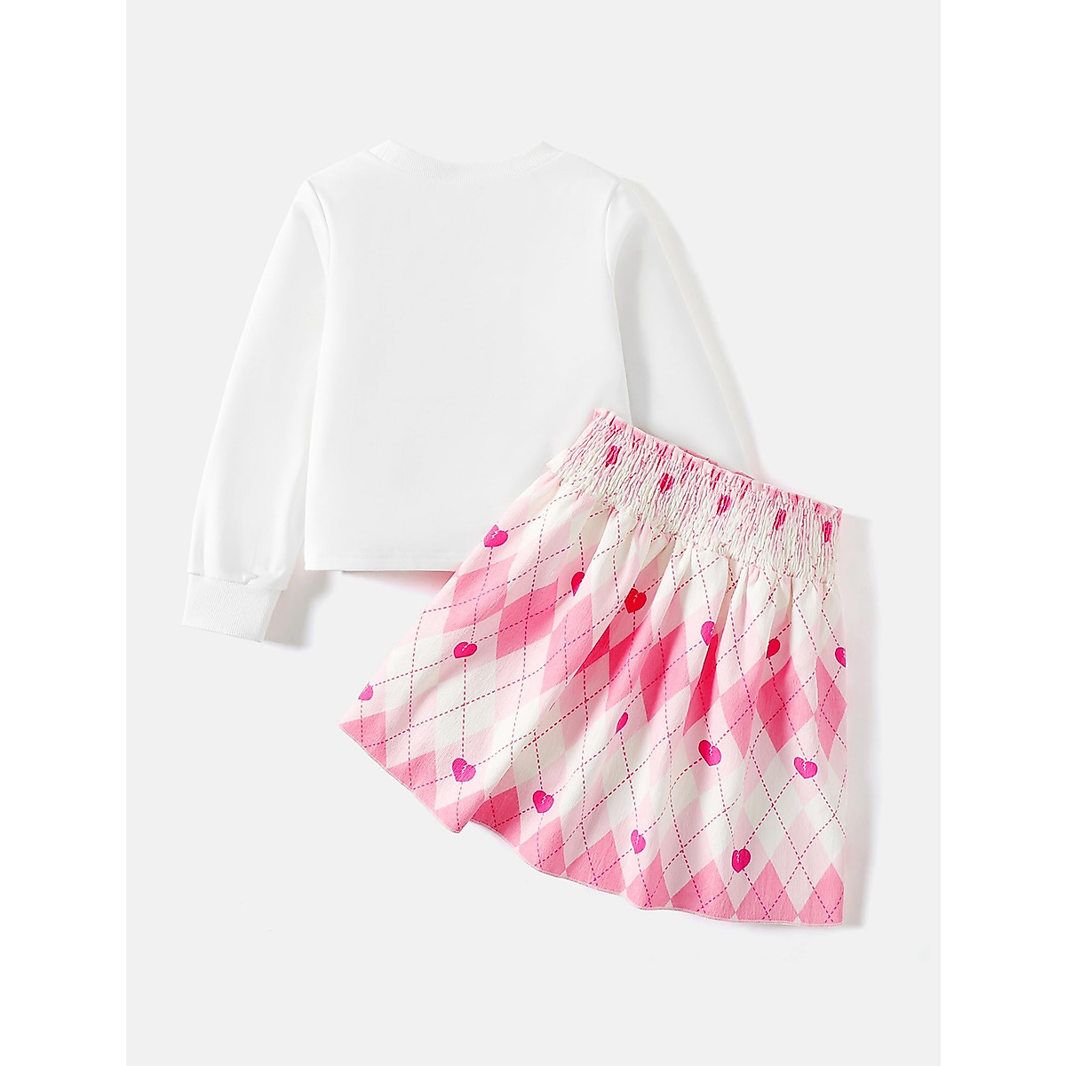 L.O.L. Surprise! Girls Clothes Dolls Print Long Sleeve Sweatshirt and Plaid Skirt Set White Clothing Set Outfits for Birthday Party Size 7-8 Years