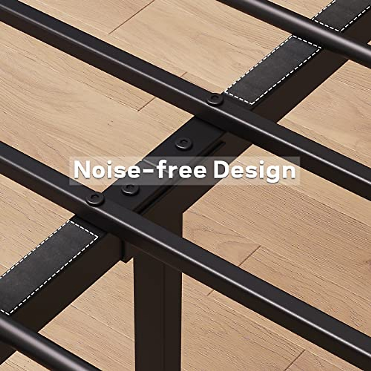 GAOMON Queen Size Bed Frame Platform with Headboard, Industrial Queen Bed Platform Frame with Heavy Duty Steel Slat, No Box Spring Needed Easy to Assemble 14 inch Wooden Bedframe - Queen