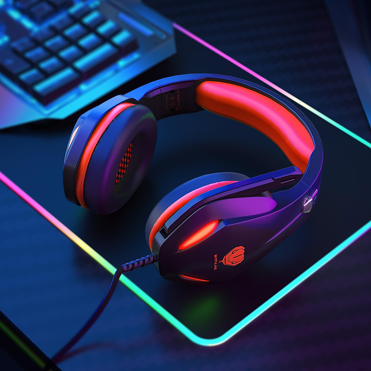 Stynice Gaming Headset for PC, PS4, Xbox One, Laptop, Crystal Clear Surround Sound Computer Gamer Headset with Noise Canceling Mic and LED Light - Lightweight and Comfortable Gaming Headphone