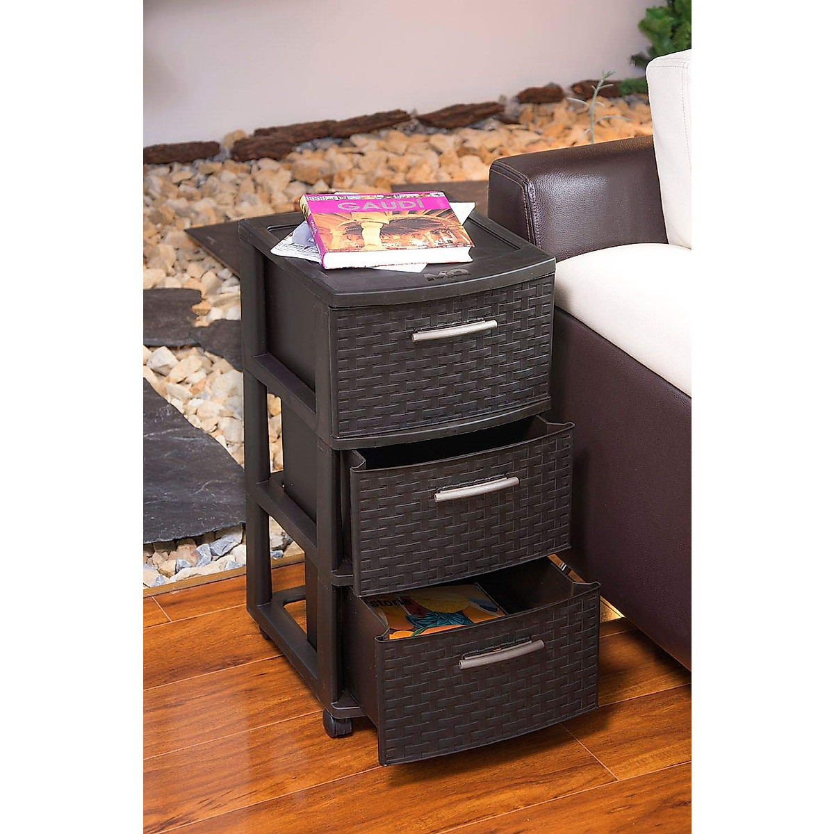MQ INFINITY 3-Drawer Rolling Storage Cart, Espresso