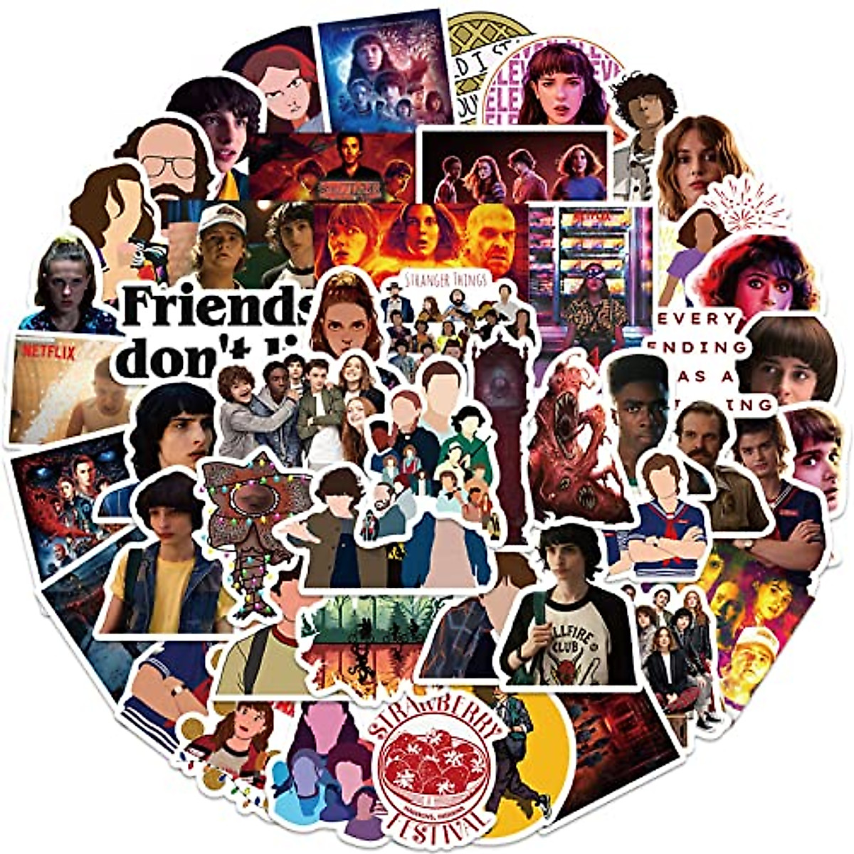 SVGDHZK Stranger Things 4 Stickers 50pcs Cool Water Bottle Laptops Motorcycle Bicycle Skateboard Luggage Decal Graffiti Patches for Boy Girl Kid Adult (Strange)