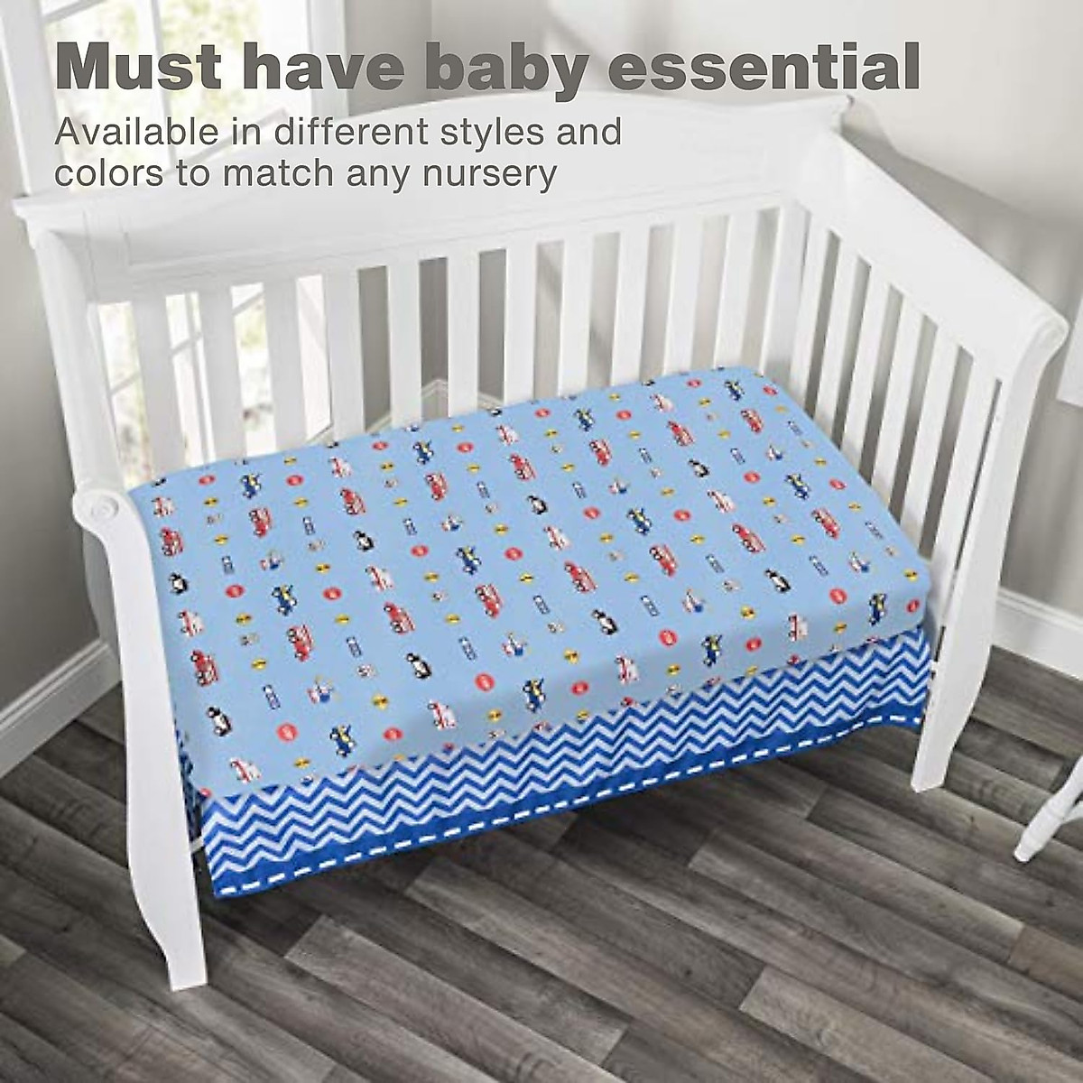 Everyday Kids 2 Pack Fitted Boys Crib Sheet, 100% Soft Breathable Microfiber Baby Sheet, Fits Standard Size Crib Mattress 28in x 52in, Nursery Sheet - Rescue/Blue
