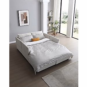 Free Combination Reversible Modular Sectional Sofa with Double Chaise and Thicked Cushions , U Shaped Symmetrical Oversized Sleeper Corner Couch w/ Detackable Backrest and Wooden Legs for Living Room