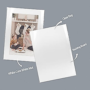 Pack of 100 5x7 WHITE Picture Mats Mattes with White Core Bevel Cut for 4x6 Photo + Back + Bags