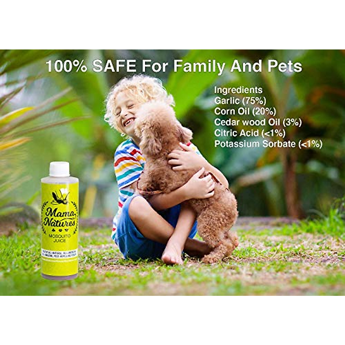 Mama Nature's Mosquito Juice - Outdoor Mosquito Repellent - Mosquito Control Treatment Spray For Yard - Natural Non Toxic Spray For Backyard, Patio, Plants, Garden - Garlic Repellent, Mosquitos, Ticks