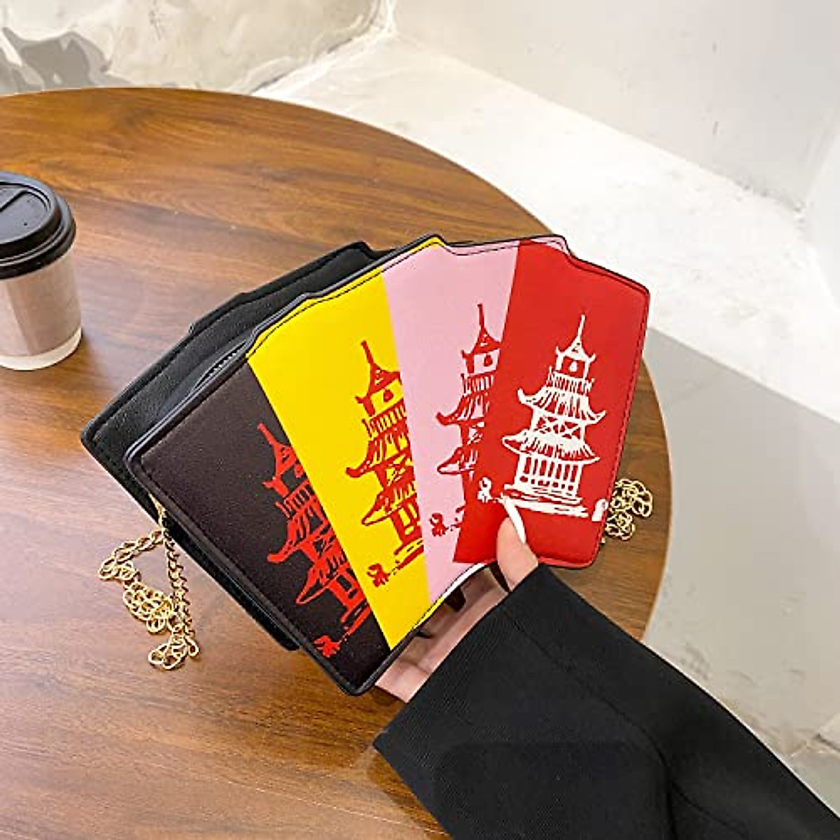 KUANG! Women Poker Tower Dollar Print Pu Messenger Bag Shoulder HandBag Ladies Crossbody Bag Chain Purse for Girls