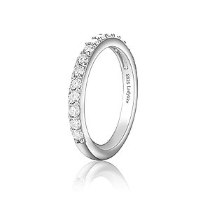 Ladylike Moissanite Wedding Band 925 Sterling Silver Wedding Rings 0.42ct D Color VVS1 Lab Created Half Eternity Stackable Anniversary Rings for Women