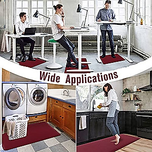 Carvapet Anti-Fatigue Floor Mat Cushioned Kitchen Comfort Mat Waterproof Non-Slip Standing Desk Mats and Rugs Heavy Duty PVC Ergonomic Foam Mat for Home Kitchen Office Laundry,Burgundy,17.3"x39"