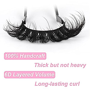 Mink Lashes Fluffy 6D False Eyelashes 17mm Wispy Cat Eye Lashes that Look Like Extensions Strip Lashes Pack