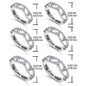 DAOCHONG Celtic Knot Ring Sterling Silver Purity Ring Celtic Love Knot Ring True Love Waits Rings for Women Girlfreind Valentine's Day Size 8