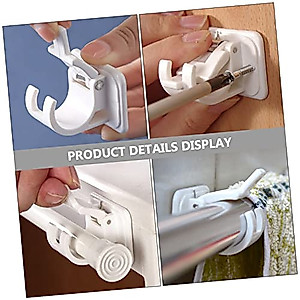 DOITOOL 6pcs Nail-Free Towel Bar Clip Wall Mount Clothes Rack Curtain Hooks Shower Curtains Hooks Nail Free Curtain Rod Hooks Adhesive Nail Free Adjustable Curtain Rod Holder Rod Support