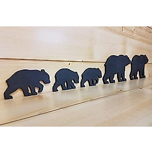 Black Bear Family - Bear Wall Art - Bear Woodwork - Wooden Bear Silhouette - Bear Family Art - Bear Family of 5 - Animal Art