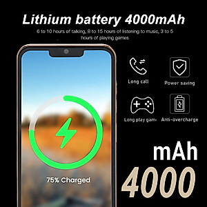 Airshi 4G Mobile Phone, Unlocked Smartphone 5G WiFi Face Recognition 4GB RAM 64GB ROM for Phone Call (US Plug)