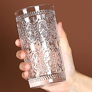 Bekith 8 Pack Drinking Glasses, 4 Highball Glasses (12 oz) and 4 Rocks Glasses (10oz), Romantic Water Glasses Tumblers, Vintage Glassware Set for Beverages, Beer, Juice, Cocktail