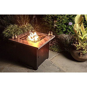 Endless Summer, The Harper, Square 30" Outdoor Propane Fire Pit, Includes Black Fire Glass, Table Insert, and Protective Cover